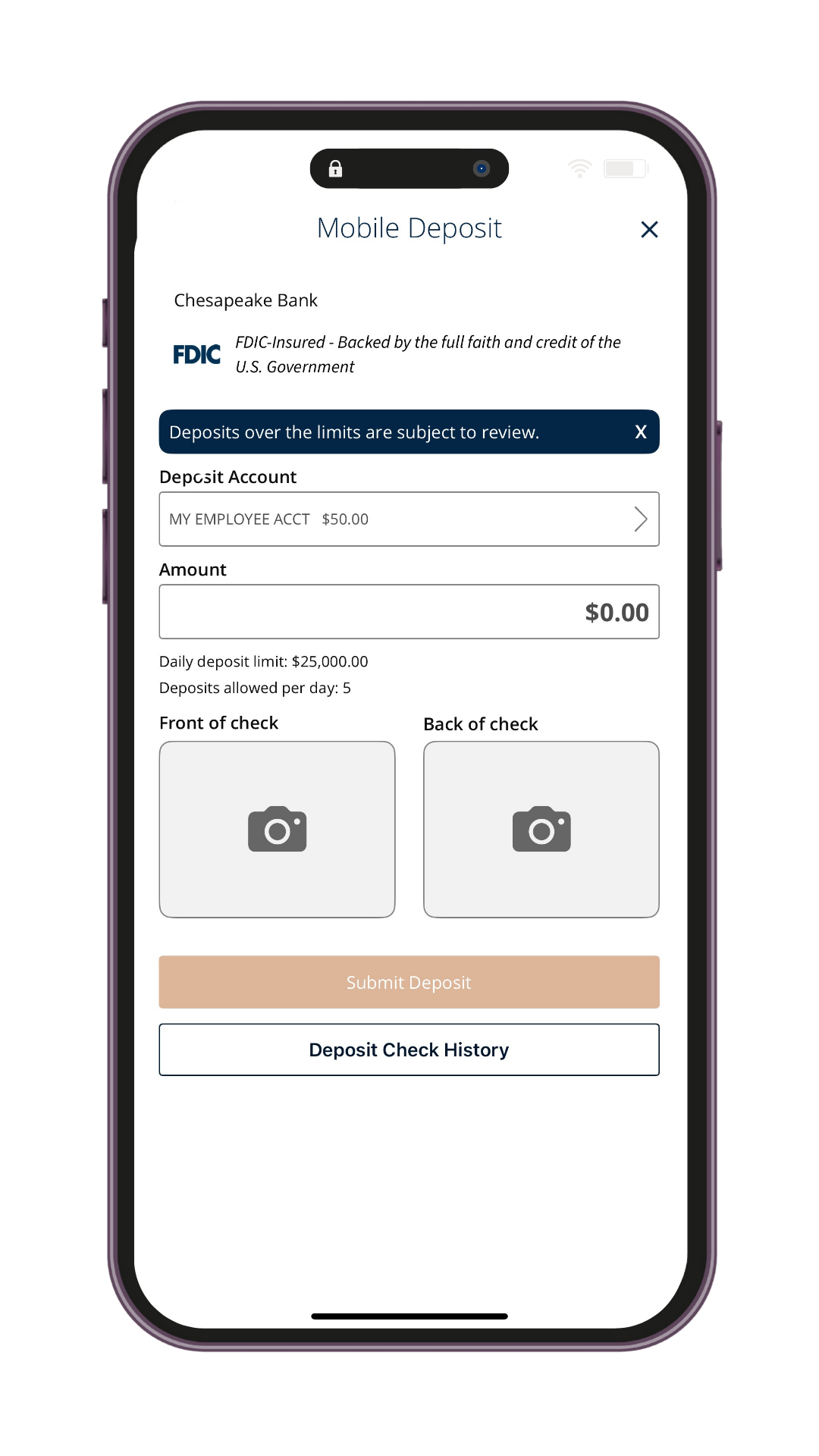Online Mobile Banking - Mobile Check Deposit | Chesapeake Bank